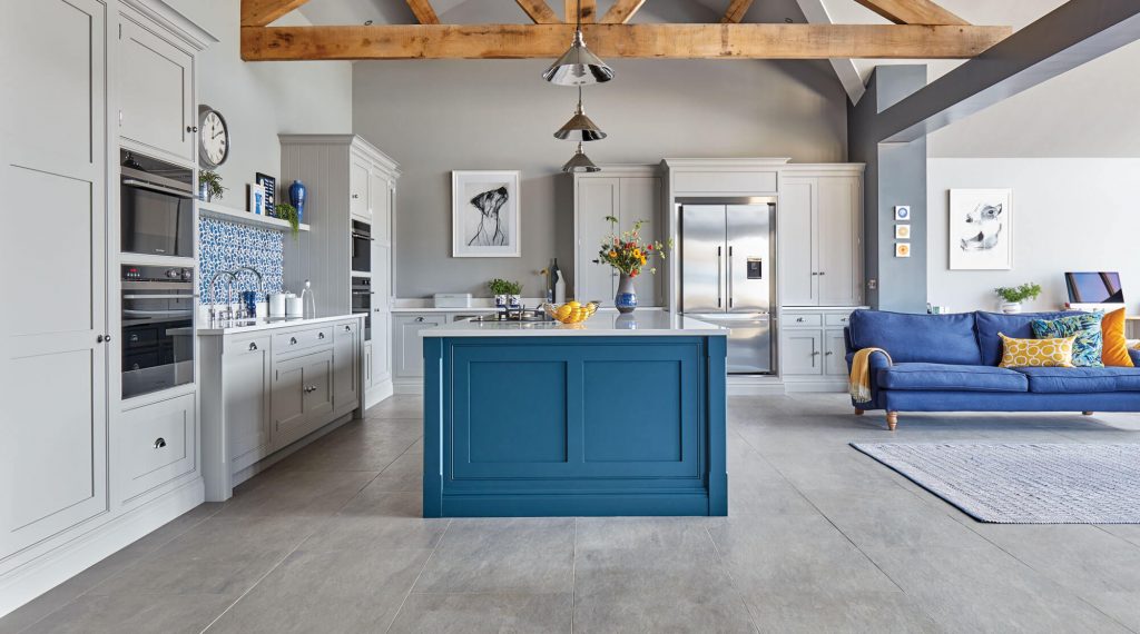 Blue Open Plan Kitchen | Fitted Kitchens | Tom Howley