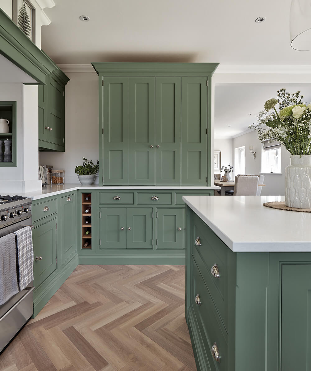 Green Kitchen Paint Colours: Green Meadow and Hazy Sky